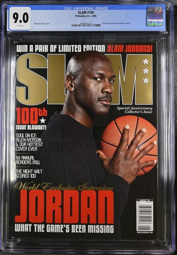 2006 SLAM #100 Graded Magazine CGC 9.0 Michael Jordan Special Annivers ...