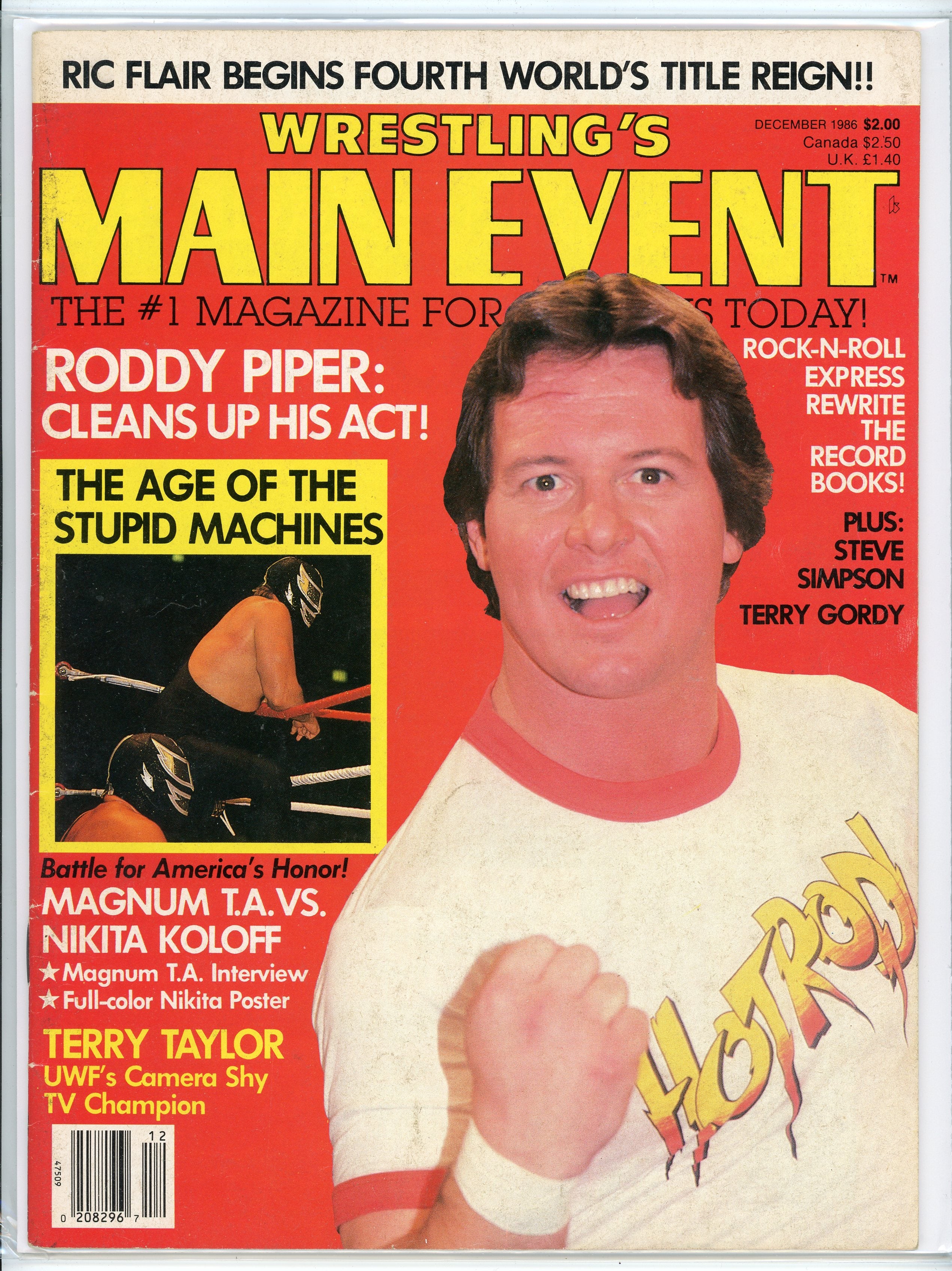 Wrestling's Main Event Vintage Magazine (December, 1986) Rowdy Roddy P ...