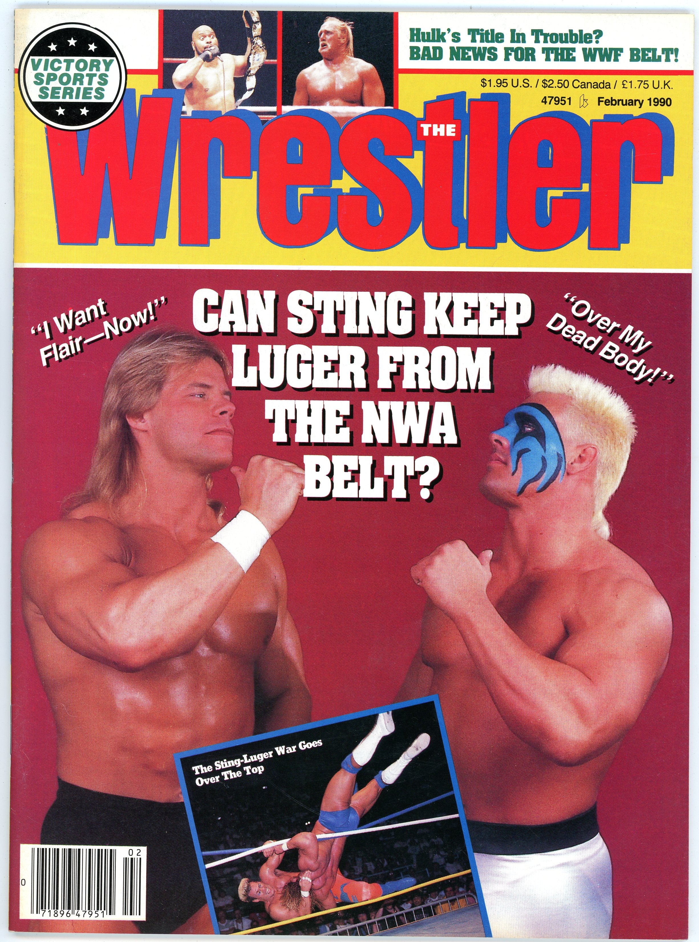 The Wrestler Vintage Wrestling Magazine (February, 1990) Sting, Lex Lu ...